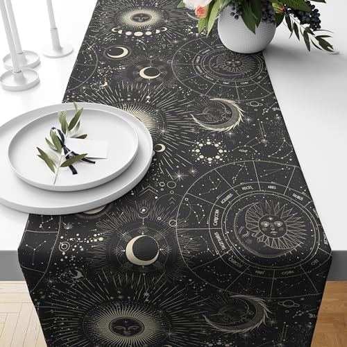 Amazon.com: Linen Moon Table Runner Mystical Tablecloth Boho Astrology ...