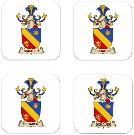 Amazon.com: Schauer Family Crest Square Coasters Coat of Arms Coasters ...