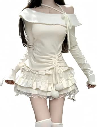 Amazon.co.jp: [EDREES] 地雷系 セットアップ レディース 2点セット トップス プリーツスカート 量産型 可愛い 半袖 Uネック ひざ上 ハイウエスト ゴスロリ おしゃれ ...