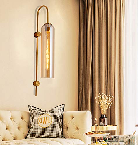 CITRA Gold Long Glass Glass Wall Light Modern Copper Metal Bedroom ...