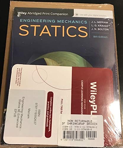 Engineering Mechanics: Statics w/ WileyPlus: Meriam, L G Kraige ...