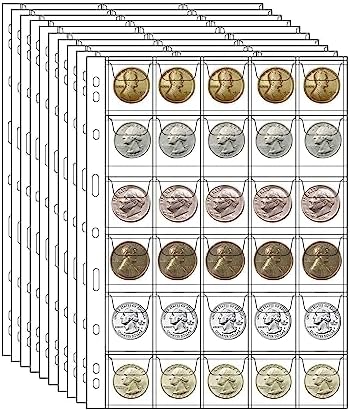 Amazon.com : 10 Sheets (30 Pockets Each Sheet) Coin Collection Pages ...