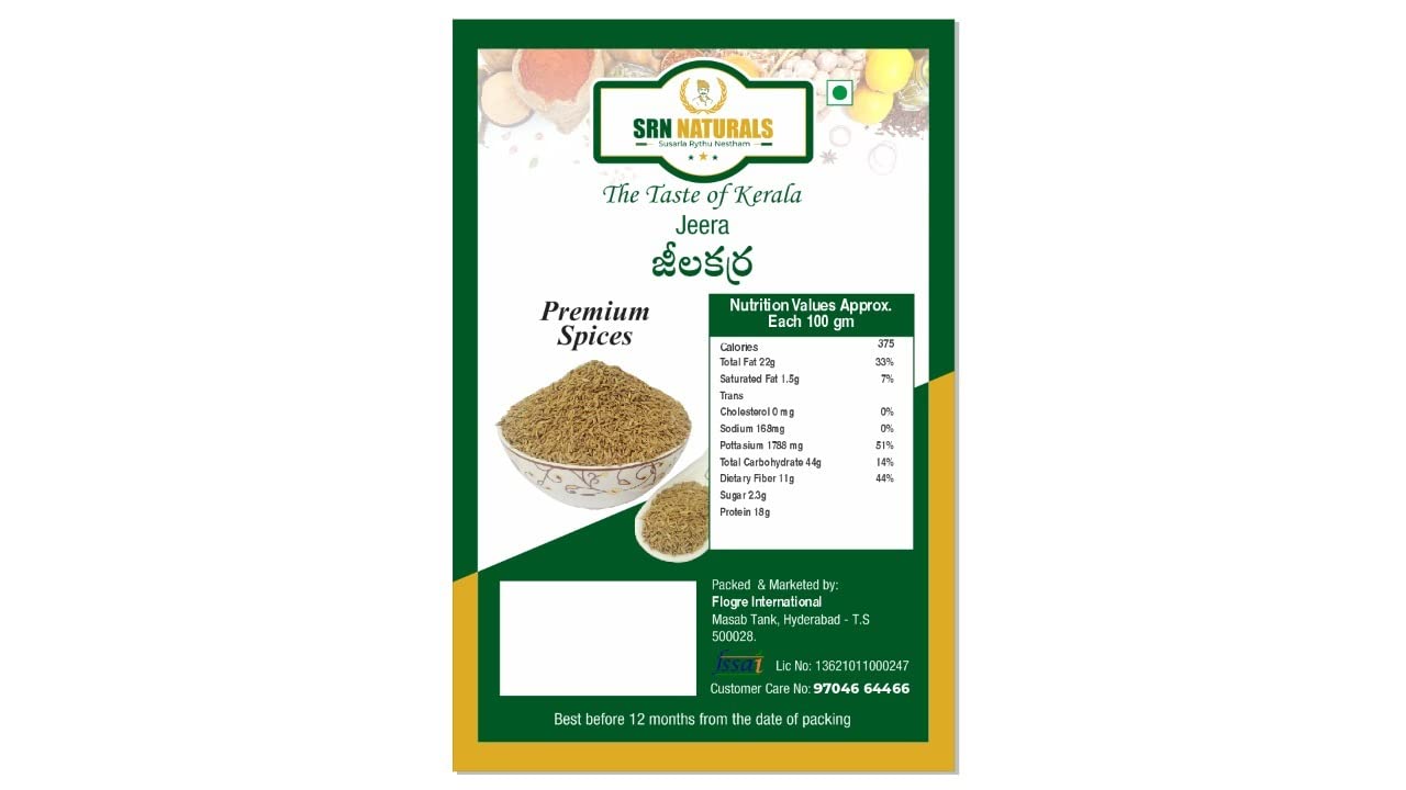 SRN Naturals Organic Jeera seeds Cumin pudi Fresh Indian Masala Ground ...