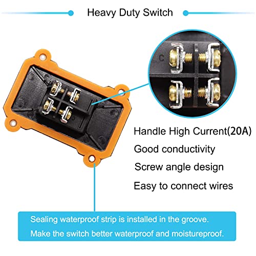 Taiss/IP67 Waterproof Inline Cord Switch 16A/250V 20A/125V AC DPST 4Pin ...