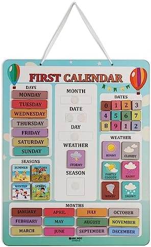 Amazon.com: Inkdotpot My First Calendar Board For Kids, Preschool Wall ...
