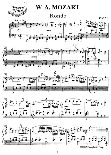 Mozart Rondo K.511 for Piano: Instantly download and print sheet music ...