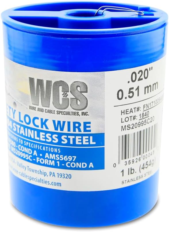 Malin - MS20995C Stainless Steel Safety Wire Lockwire, Canister, 0.051 ...