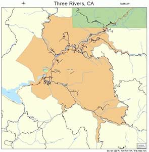 Amazon.com: Large Street & Road Map of Three Rivers, California CA ...