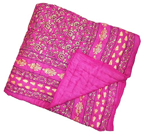 Krishna Bag Store Jaipuri Inner Cotton Outer Silk Rajai(Pink_Standard ...
