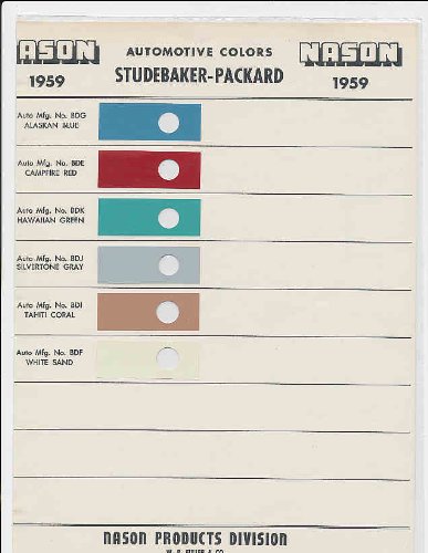 1959 Studebaker Color Paint Chip Page: Studebaker: Amazon.com: Books