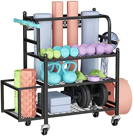 Amazon.com: Home Gym Storage Rack, 3 Tier Yoga Mat Storage Rack with ...