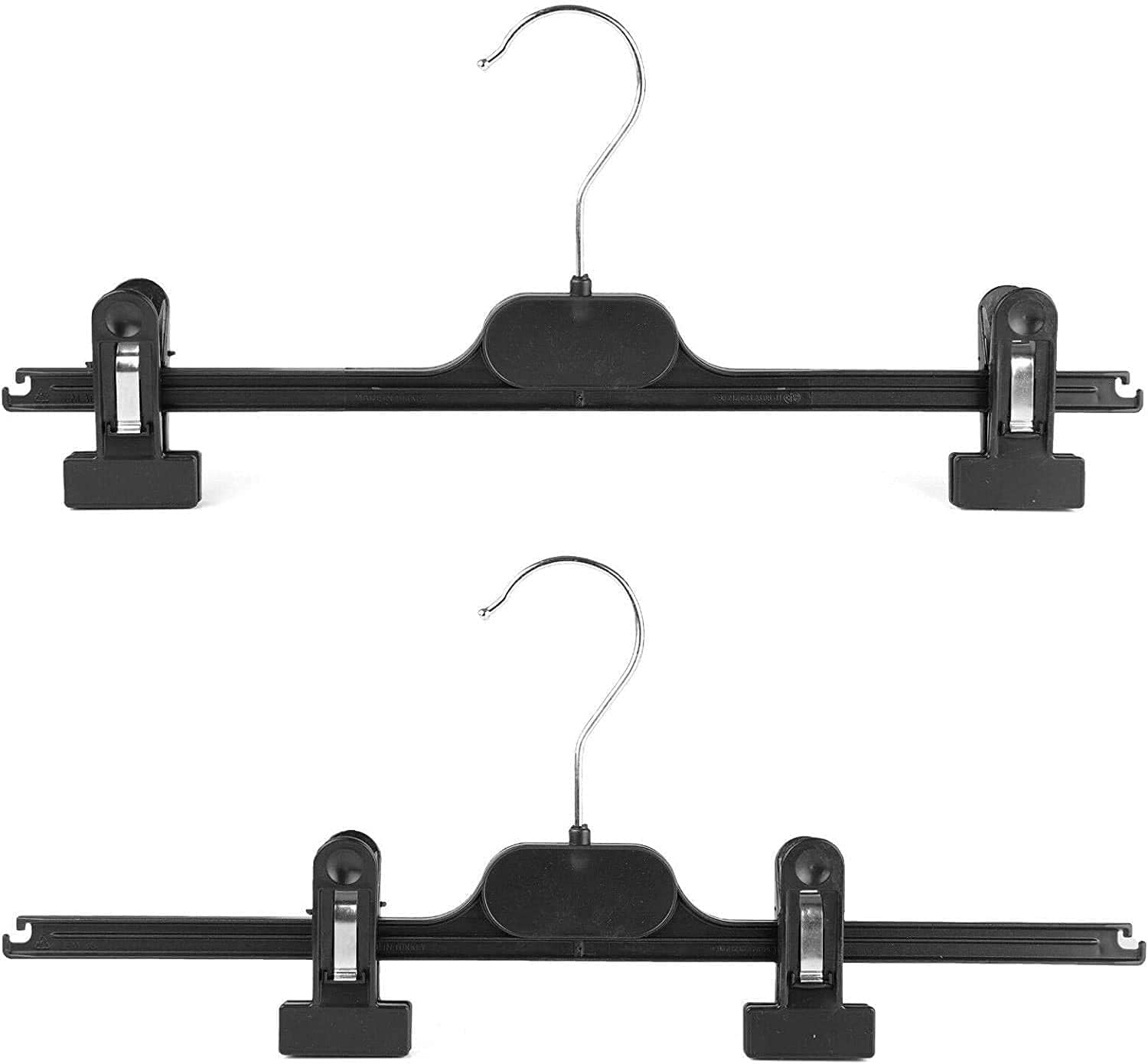 10 Black Plastic Expandable Spring Coat Hangers for Trousers & Skirts ...