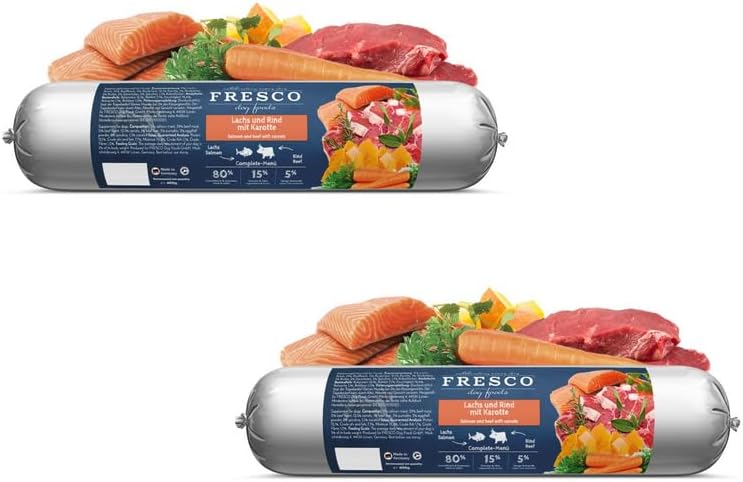 Fresco Dog Barf Wurst Complete-Menü Lachs und Rind mit Karotte | 3er ...