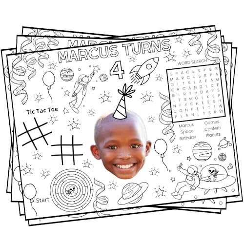 Amazon.com: Custom Outer Space Birthday Themed Paper Placemat Activity ...