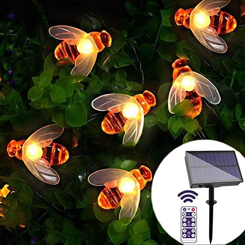 Remote Control Big Solar Power 60 LED Cute Bumblebee String Lights ...