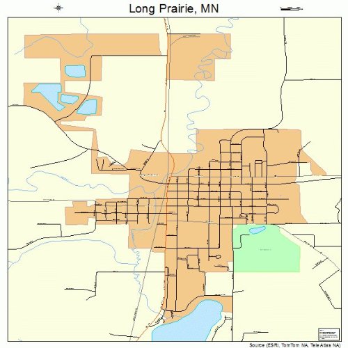 Large Street & Road Map of Long Prairie, Minnesota MN - Printed poster ...