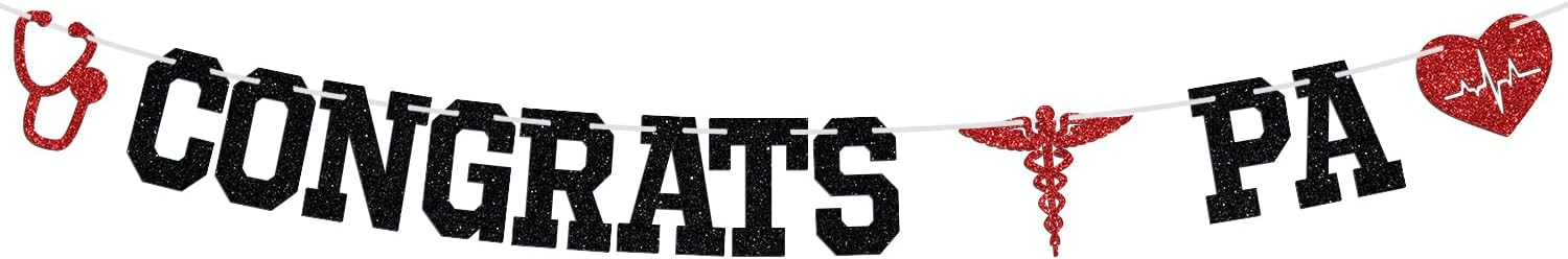 Amazon.com: Black Glitter Congrats PA Banner, Congrats Doctor/Physician ...