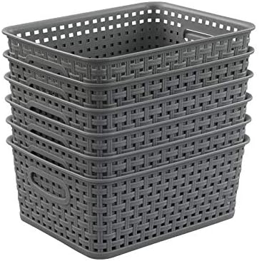 Qqbine Plastic Weave Storage Baskets Rectangle, 6 Packs : Amazon.ca: Home