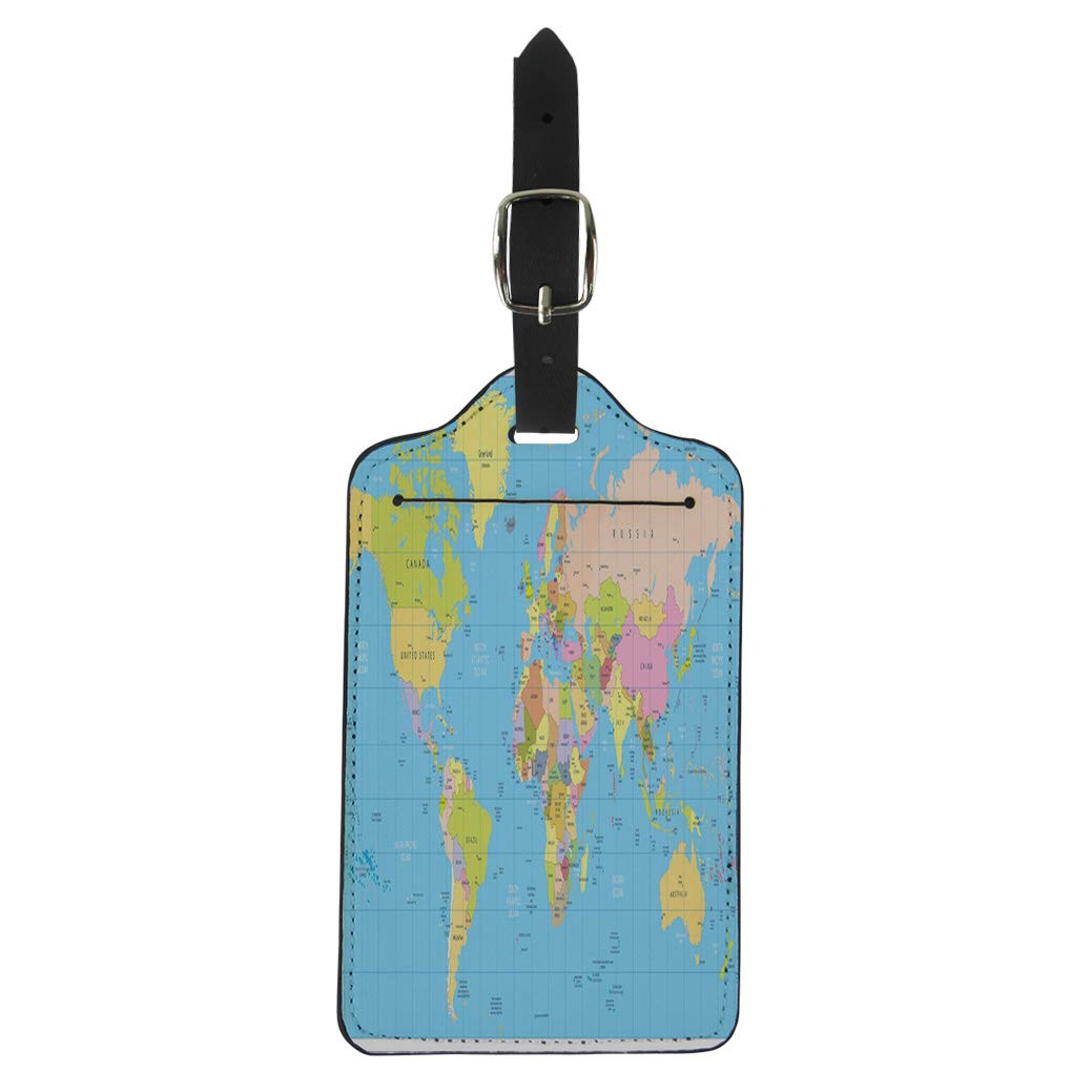 Buy Luggage Tag Detailed Political World Countries Cities Water All Are ...