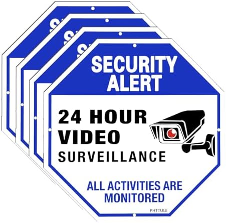 Amazon.com: PHTTULE 2 Pack Security Camera Sign 4 Pack, Video ...