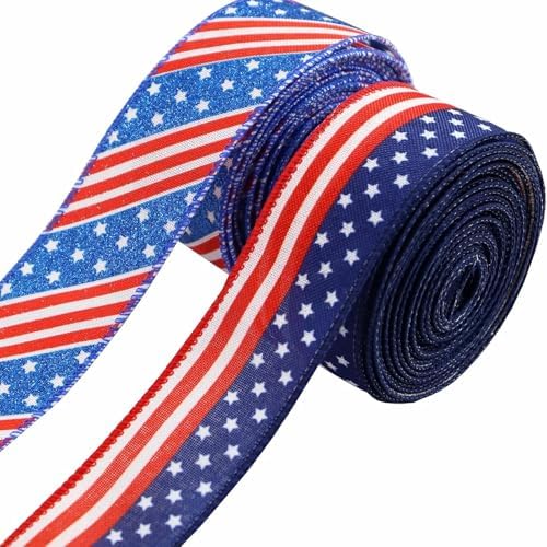 Amazon.com: WFAUIBR Patriotic Ribbons American Stars Stripe Ribbon Bows
