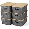 Amazon.com - Plastic Storage Baskets With Bamboo Lid - Plastic Storage ...