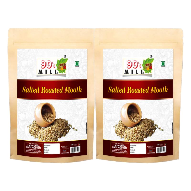 90's MILL Organic Roasted Moth Whole Namkeen Snack Sabut Unpolished Dal ...