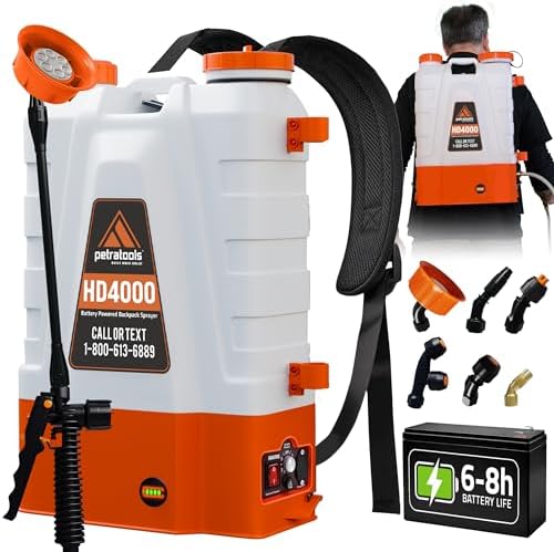 Amazon.com : PetraTools Battery Powered Backpack Sprayer 4 Gallon - 6 ...