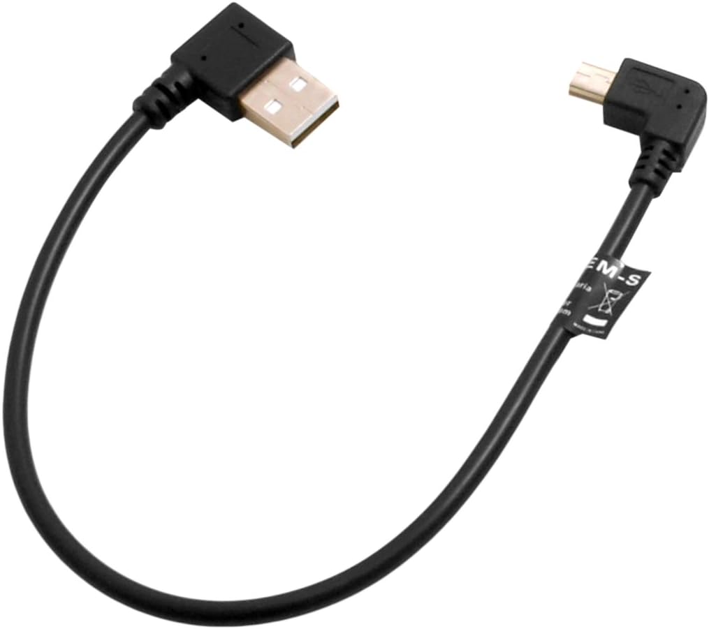 System-S Mini USB 90° Degree Left Angled Male to USB Type A (Male ...
