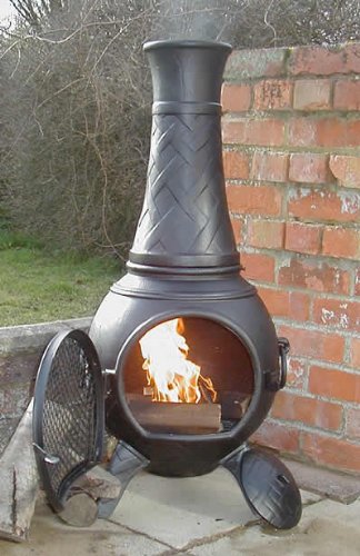 Castmaster stoves® - Heavy weight Basketweave Cast Iron Chiminea- Black ...