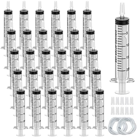 Amazon.com: 50 Pack 5ml Plastic Syringes with Caps for Science Labs ...