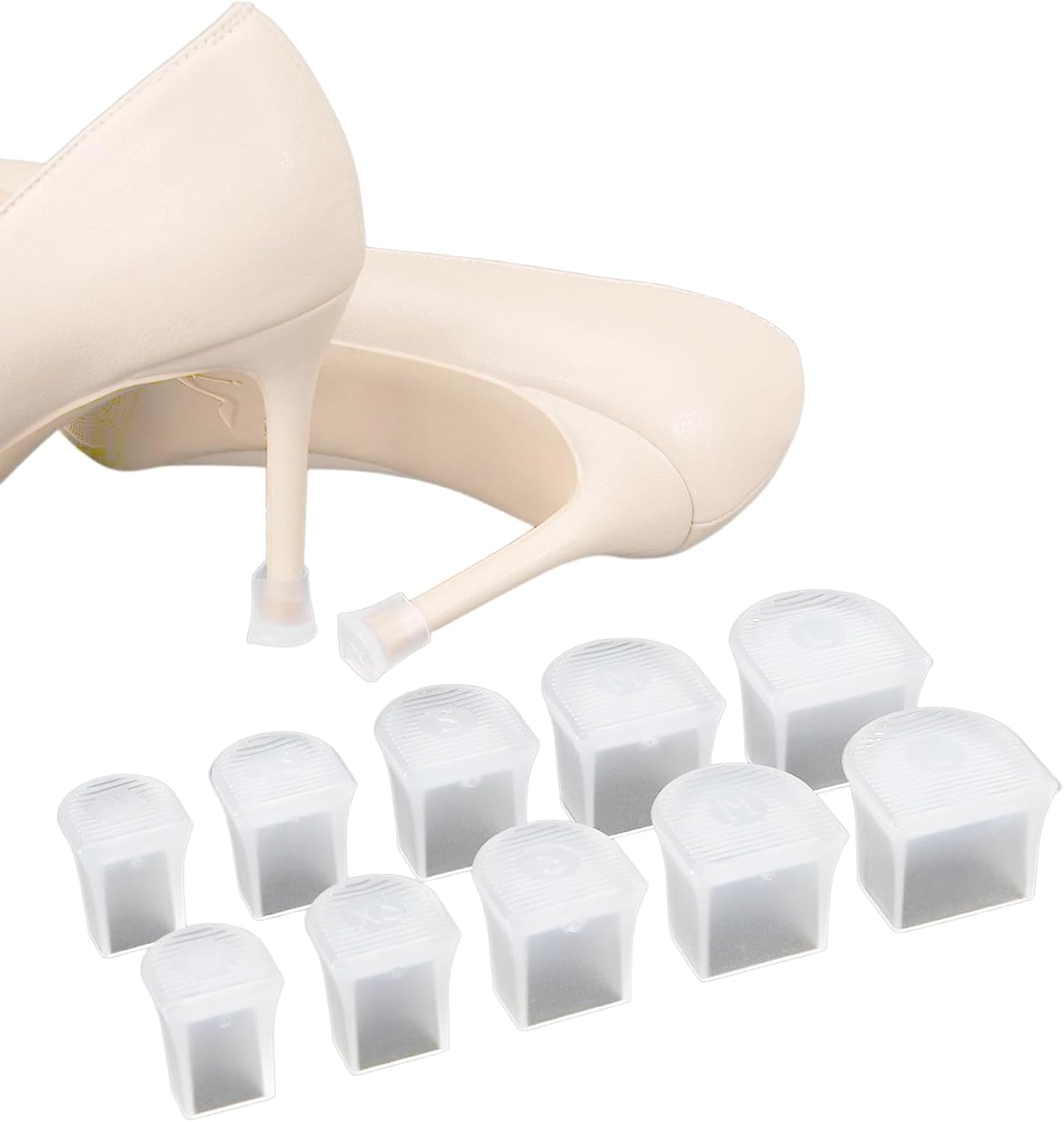 nalaina High Heel Protectors, 10 Pair 5 Sizes Heel Protectors for Shoes ...