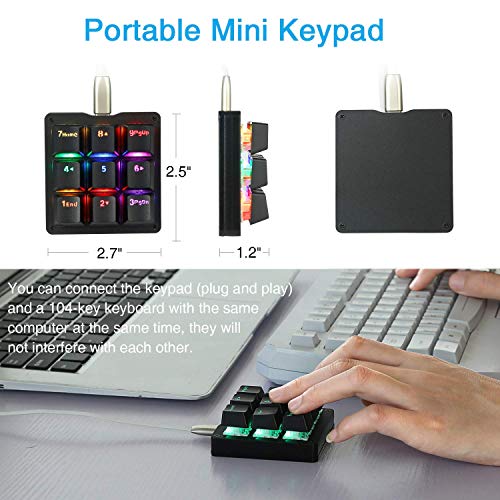 Snapklik.com : One Handed Macro Mechanical Keyboard, RGB LED Backlit ...