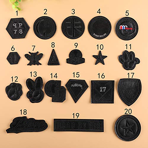 Leather Computer Embroidered Chapter Embroidered Cloth with Small Black ...