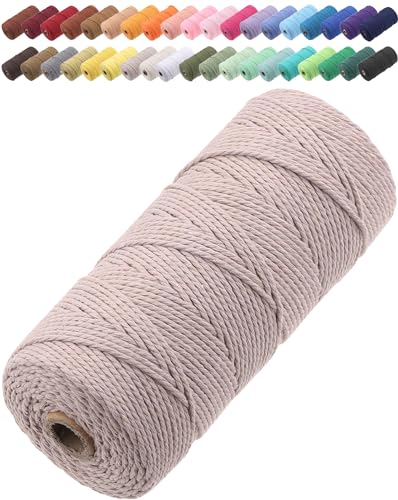 GOHOF Macrame Cord 2mm x 205m Premium Cotton Macrame Rope, 3 Strand ...