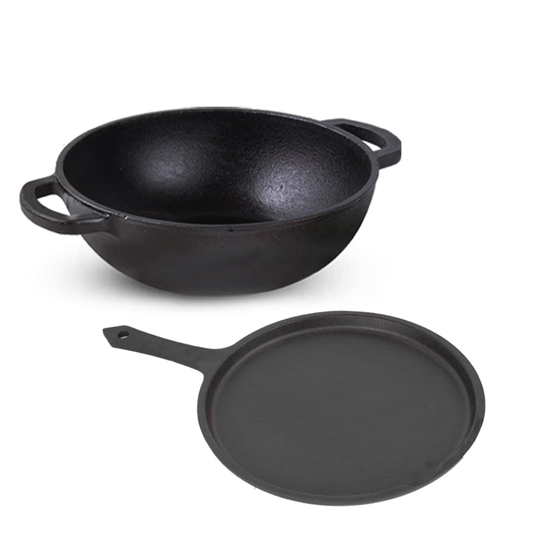 Buy The Indus Valley Pre-Seasoned Cast Iron Cookware Set | Tawa (25.7 ...