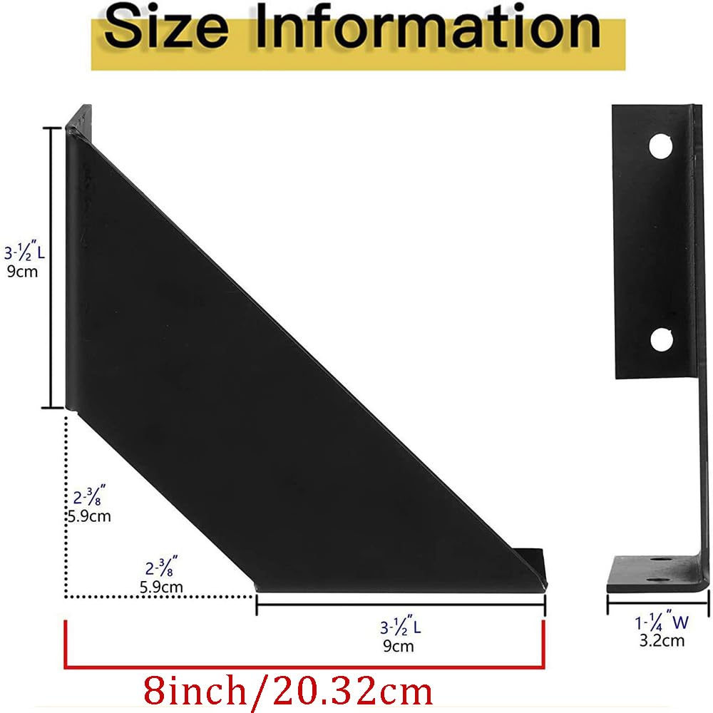 Wotendy 20cm Heavy-Duty Angle Shelf Brackets for Floating Shelves, 4pcs ...
