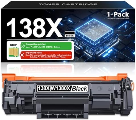 Amazon.com: 138X Black High Yield Toner Cartridge: W1380X 138X Toner 1 ...