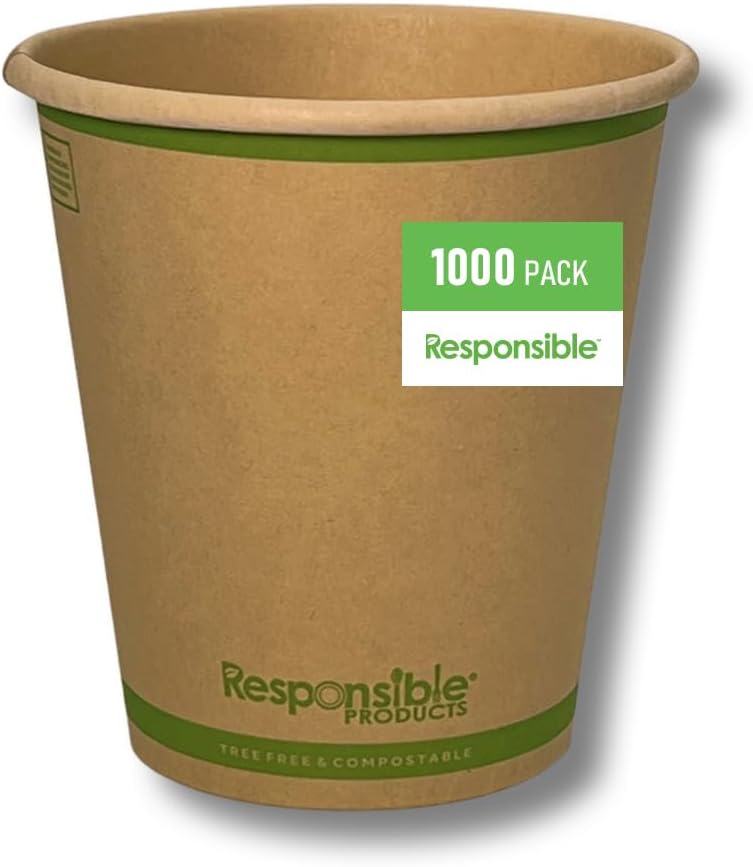 Amazon.com: Responsible Products 8 oz Paper Hot Cups (Squat), Tree-Less ...