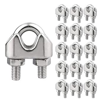 BNYZWOT 5/16 Inch M8 Stainless Steel Wire Rope Cable Clip Clamp Pack of ...