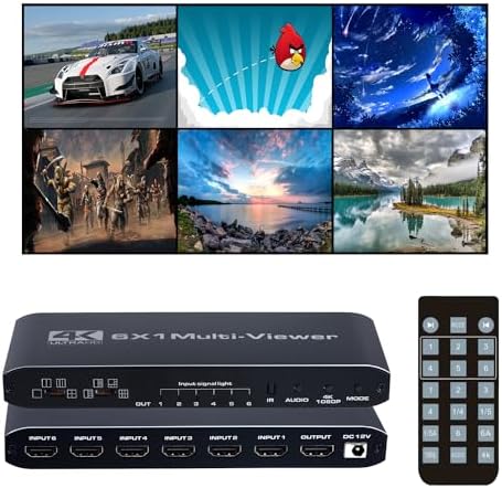 Amazon.com: HDMI Multiviewer Switch 6x1, Quad Seamless Switcher 6 in 1 ...