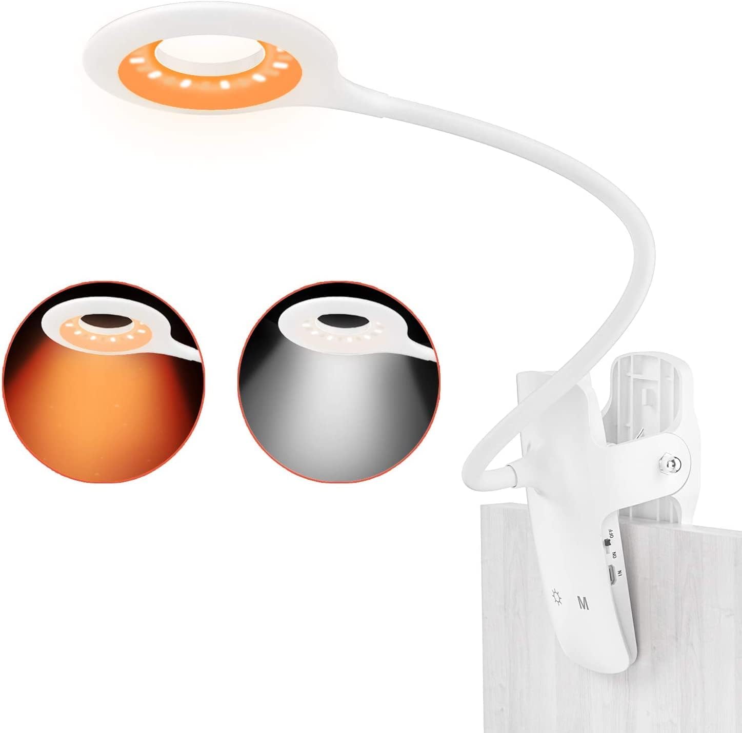 48 LED USB Desk Lamp with Clamp 3 Color 10 Dimming Level, Clip Light ...