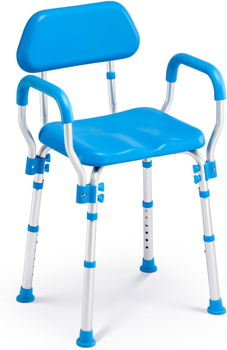Amazon.com: Zler Adjustable Shower Chair, Padded Shower Chair with Back ...