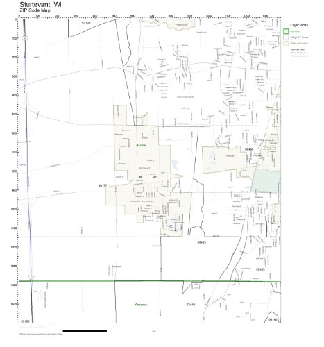 ZIP Code Wall Map of Sturtevant, WI ZIP Code Map Laminated: Amazon.com ...