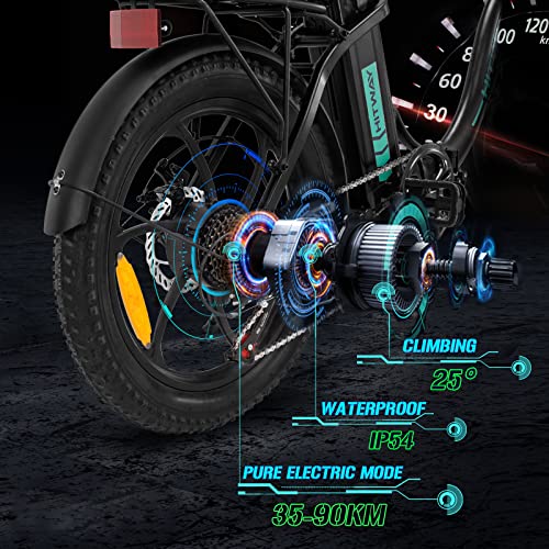 HITWAY Electric Bike, 20" Fat Tire Ebikes, 11.2Ah 250W 36V E Bike, 35 ...