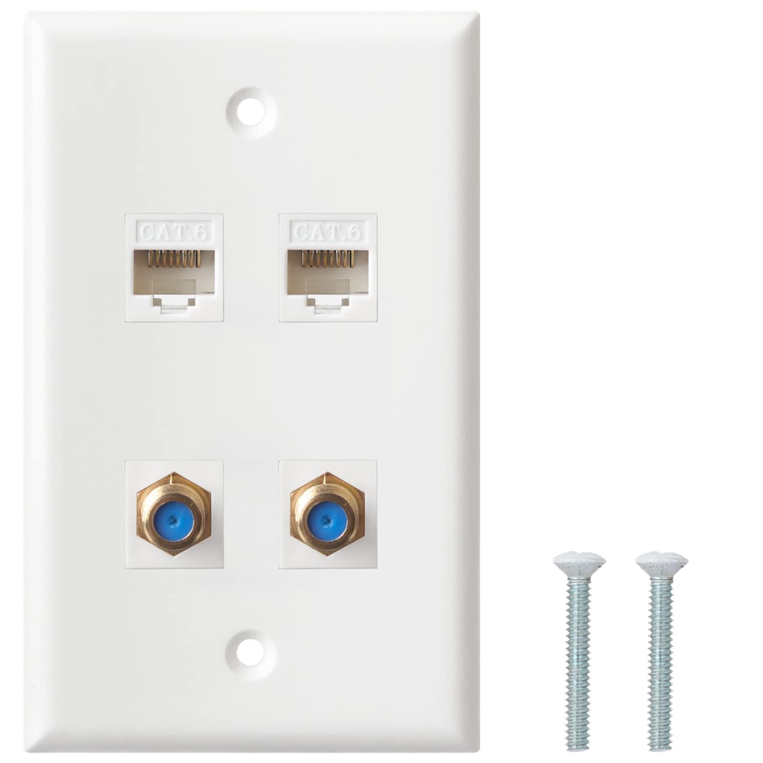 Amazon.com: Ethernet Coax Wall Plate - Cat6 F Type Wall Plate, 2 Port ...