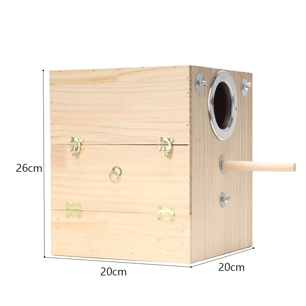 Parakeet Nesting Box Bird House Breeding Box with Perch Wood Bird Cage ...