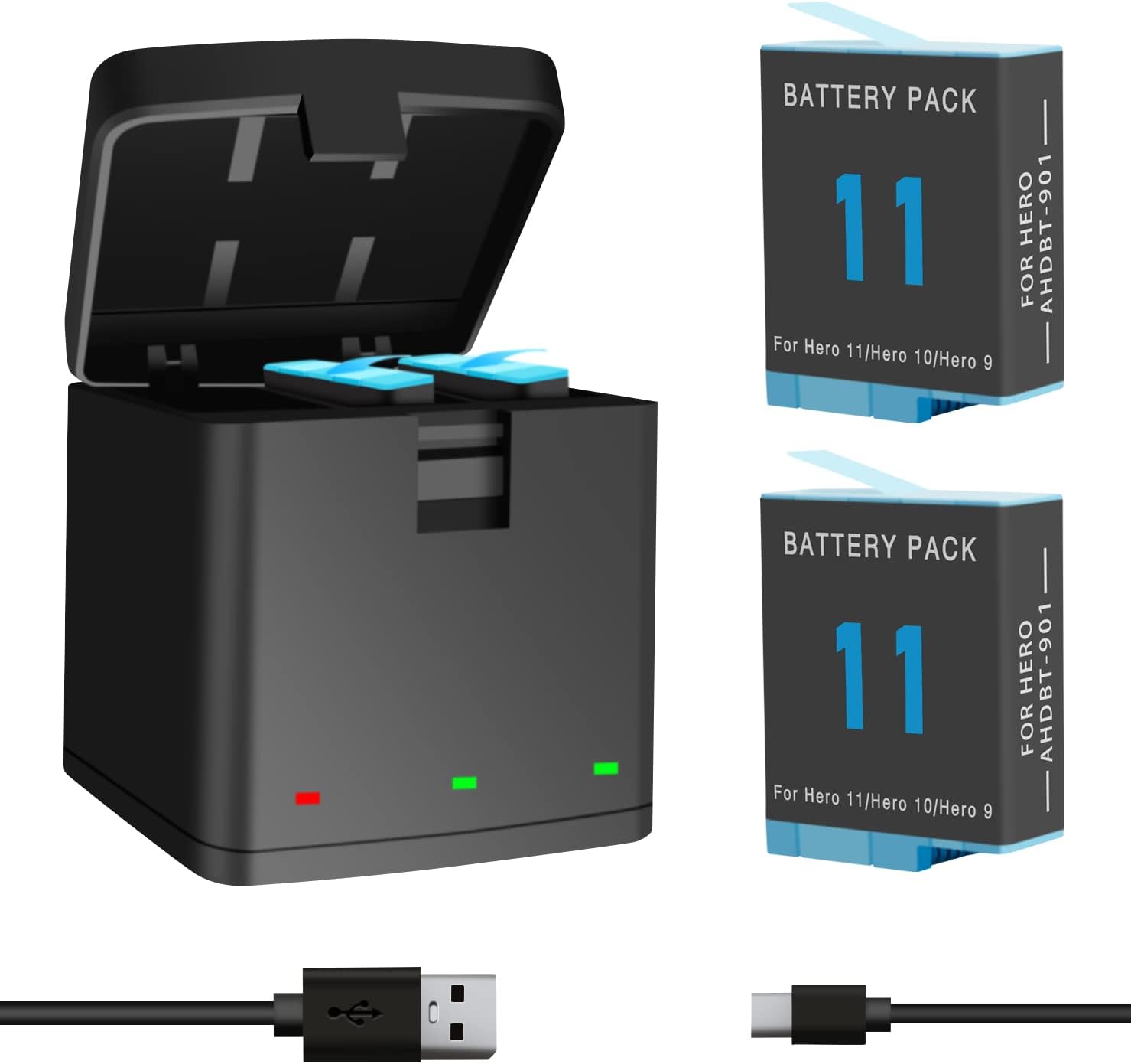 Amazon.com : Burflo Rechargeable Batteries for Gopro Hero 11/10/9/Mini ...