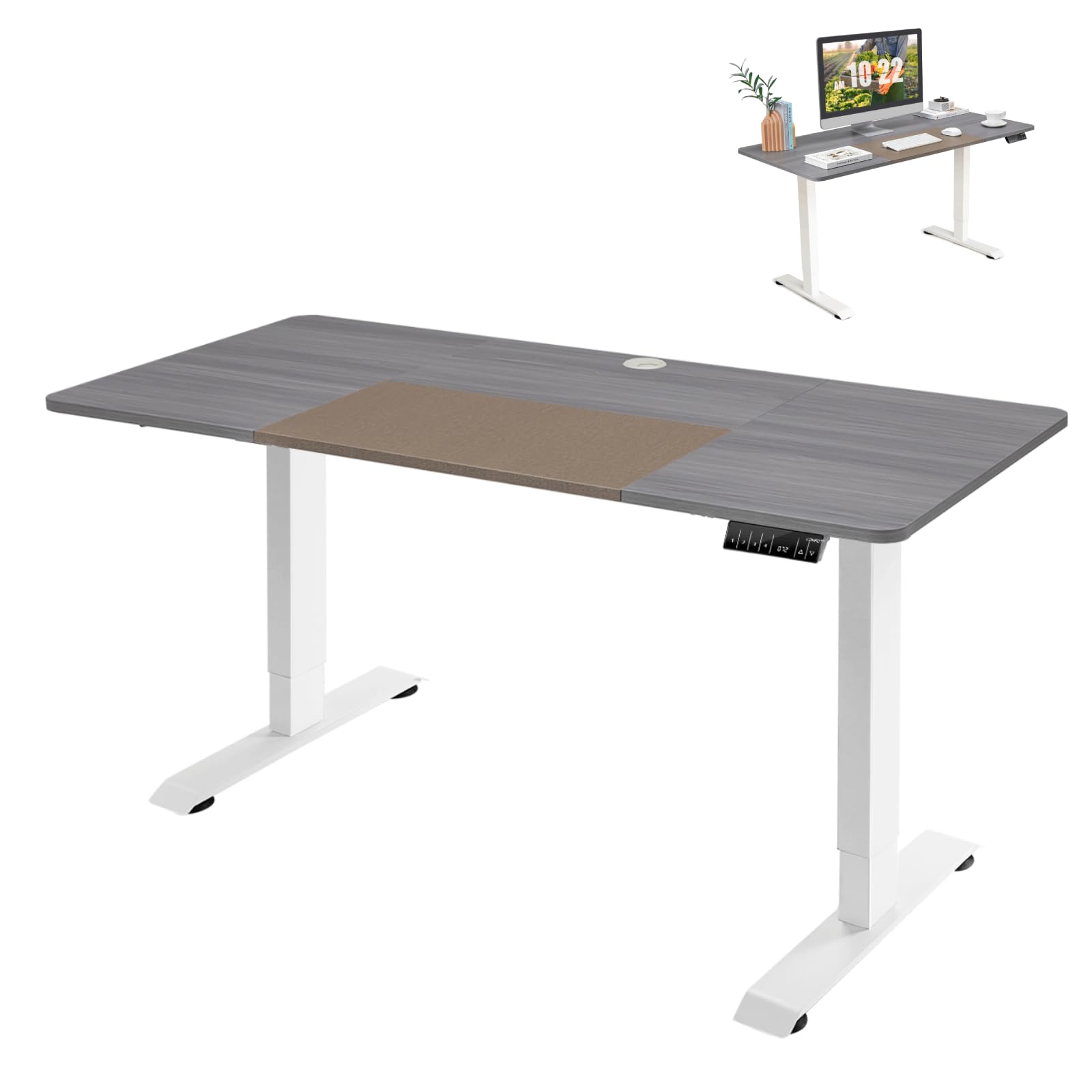 Multigot Electric Height Adjustable Standing Desk, 140 x 70cm Stand Up ...