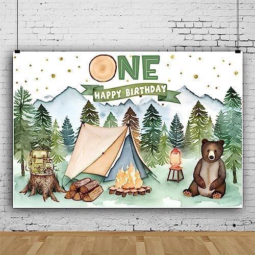 Amazon.com : 7x5ft Vinyl One Happy Camper Backdrop Boys Adventure ...